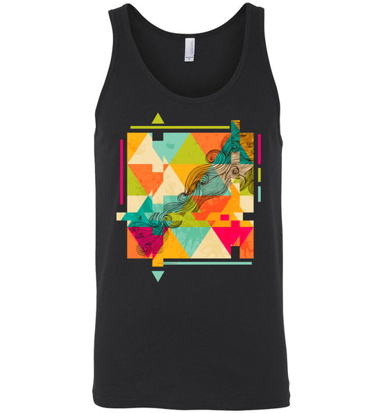Graphic Tank Top, Distorted Triangle Pattern - Lost at Home Shirts